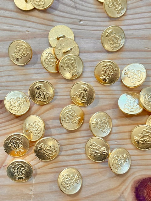 02-2588 End of Line Gold Shank Button with insignia - 24L – Button-Company